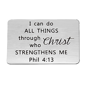 FOTAP Philippians 4:13 Wallet Card Insert I Can Do All Things Through Christs Who Strengthens Me Religious Wallet Card Inspirational Gift For Him or Her (I can do all things)