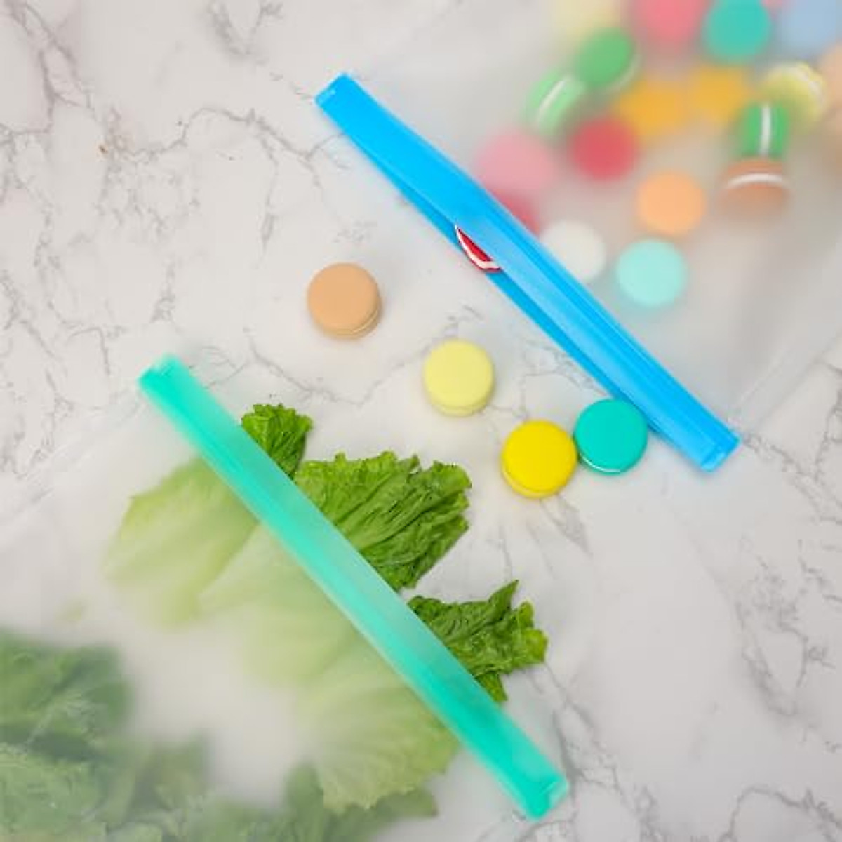 Moretoes 8 Pack Reusable Gallon Freezer Bags, Food Storage Ziplock Bags for Marinate, Travel, Kitchen Organization (Large, Blue & Green)