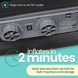 EZ INFLATE Air Mattress with Built in Pump - Queen Size Double-High Inflatable Mattress with Flocked Top - Easy Inflate, Water