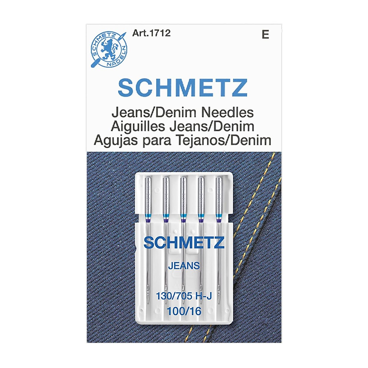 Euro-Notions 1712Jean & Denim Machine Needles-Size 16/100 5/Pkg