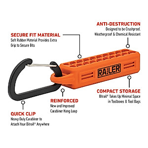 Railer 20pc Screwdriver Bit Set - Premium S2 Steel 2" Phillips, Robertson Square, Torx & Flat Head Impact Driver Bit Set With A Storage Bit Holder & Carabiner