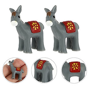 YARNOW 5pcs Resin Donkey Statue Cake Topper Figurines Micro Landscape Fairy Garden Animal Decoration Home Office Table Centerpiece