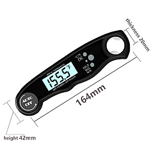 Geobom Waterproof Digital Instant Read Meat Food Thermometer with Folding Probe Backlight Calibration Function for Cooking and Grilling (Black)