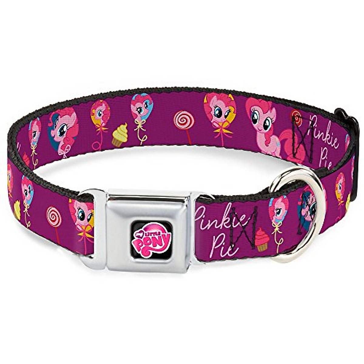 Buckle-Down Seatbelt Buckle Dog Collar - Pinkie Pie Balloons - 1" Wide - Fits 11-17" Neck - Medium