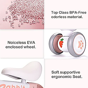 Baby Balance Bikes for 1 2 3 Year Old Boys Girls, Riding Toys for 10 - 36 Month Toddler | No Pedal Infant 4 Wheels Baby Bicycle | Best First Birthday New Year Holiday (Rabbit)