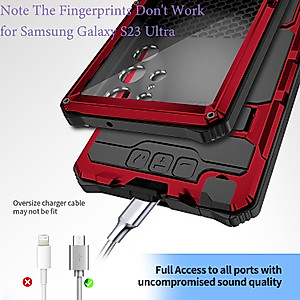 Lunivop for Samsung Galaxy S23 Ultra Case Metal Hard Armor for Galaxy S23Ultra 5G Phone case para Screw Built-in Screen Lens Protection Military Grade [Note The Fingerprints Don't Work] Red