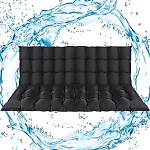 Thyle 63x19 Inch Bench Swing Replacement Cushions, 2-3 Seater Waterproof Patio Furniture Outdoor Cushions, 3 Inch Thicken Cushion, Rocking Chairs Long Bench Pad for Lawn Garden (Black,2 Pcs)