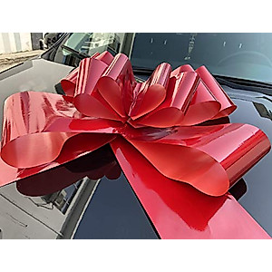 Large Red Car Bow Ribbon 23 Inchs- Decoration Wrap for Birthday, Wedding, and Giant Presents- Come with Two Suction Cup (Red)