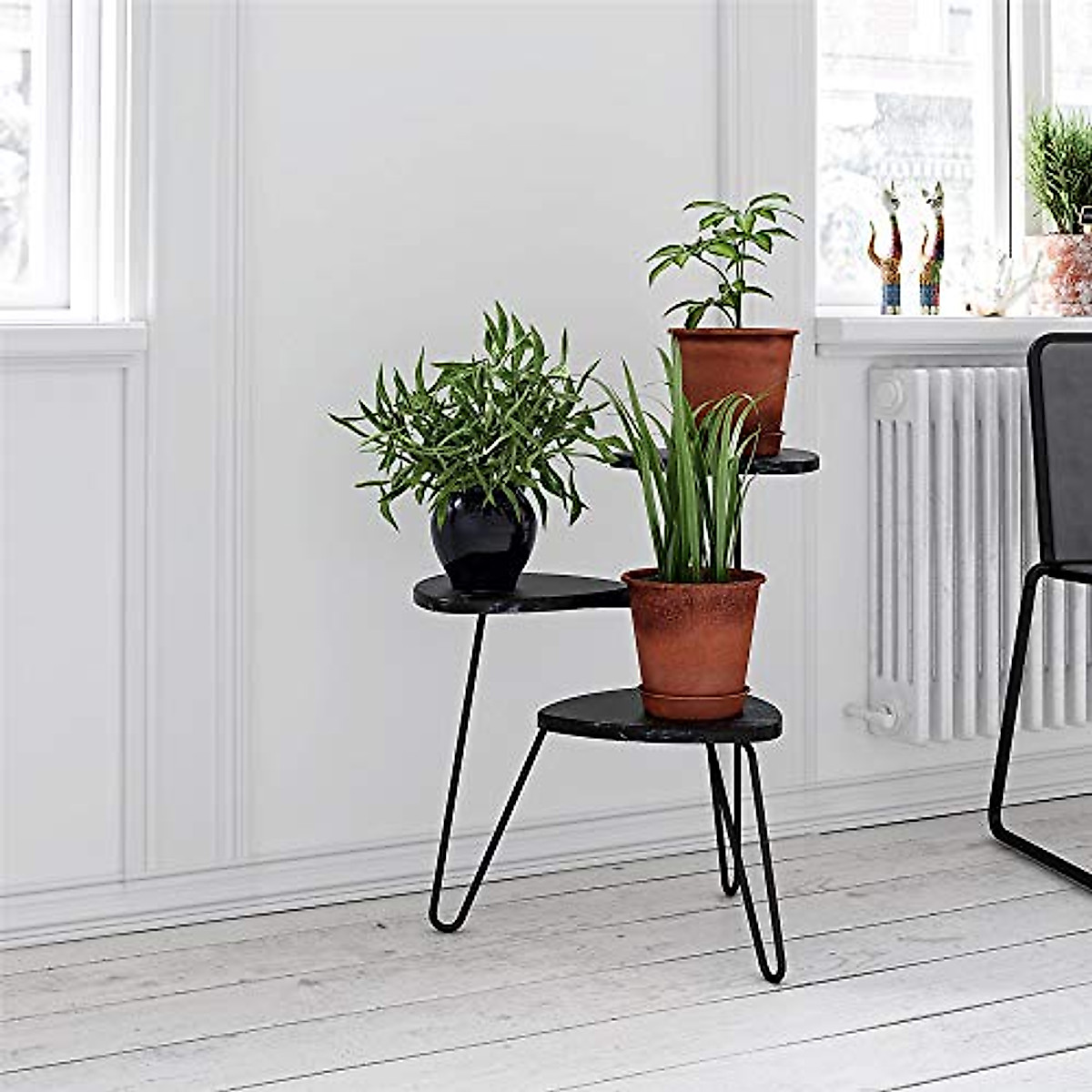 Novogratz Athena, Black Marble Plant Stand