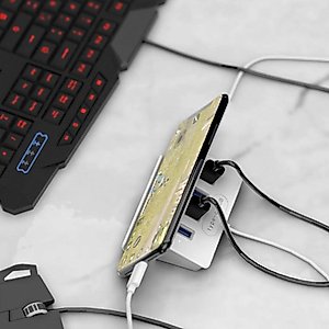 USB Splitter, Docking Station, Stable 480Mbps Practical 4-in-1 Plug and Play for Computer Desktop