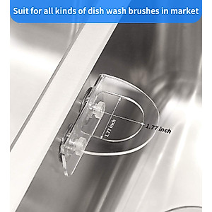 2 Pack Dish Brush Holder, Kitchen Clear Acrylic Sink Caddy Organizer, Vertical Scrub Brush Holder - Secure Suction Seals to Kitchen Sink(Clear)