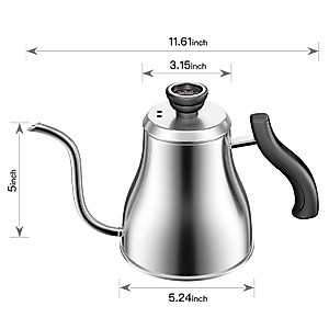 Meelio Pour Over Coffee Kettle 1.2 Liter 40 oz Tea Kettle with Thermometer for Stove Top Gooseneck Kettle, Stainless Steel Tea Pot Stovetop Teapot for Drip Coffee, Tea