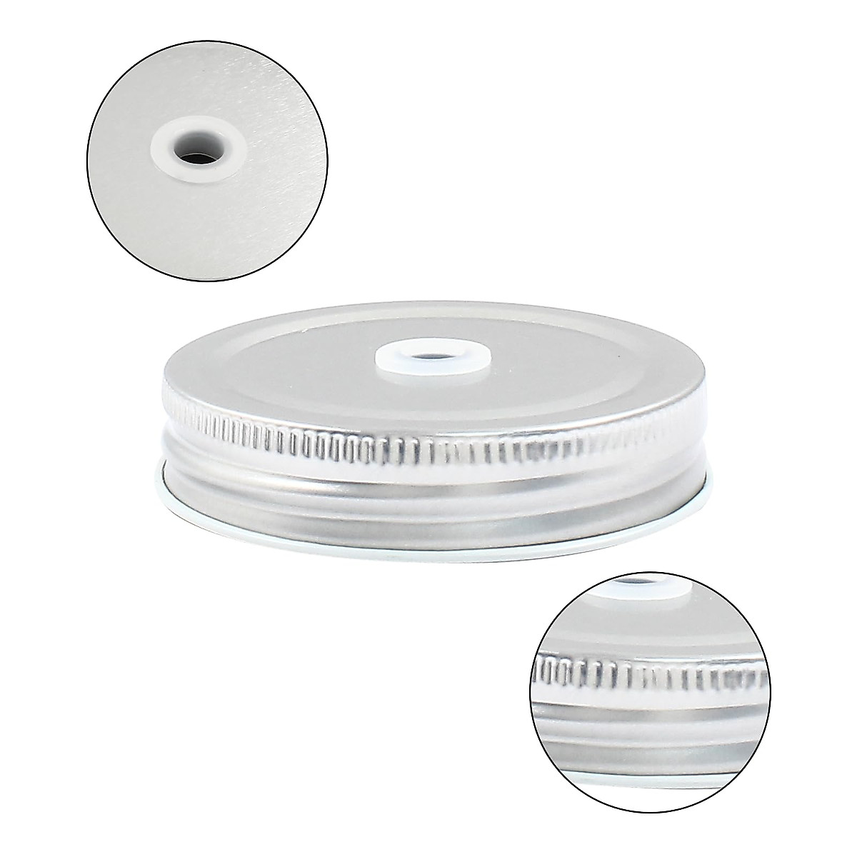Coufce 8 PCS 2.7" Mason Jar Lids with Straw Hole Stainless Steel Drinking Jar Lids Canning Lids Polished Surface Reusable Premium Mason Jar Lids for Ball, Kerr Jars