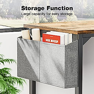 Office Desk - 55 Inch Computer Desk, Large Gaming Desk, Writing Desk with Storage and Hooks, Wood Desk for Bedroom, Executive Work Desk for Home Office, PC Gaming Table Desk, Rustic Brown