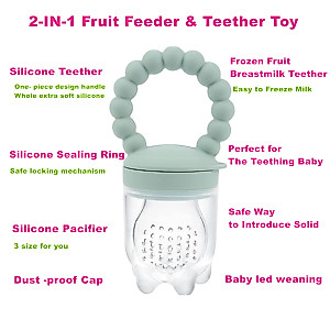 Baby Fruit Food Feeder Pacifier Teether for Babies 4 M+,Milk Frozen Set,2in1 Teether Toy Made of Soft Silicone,Feeder for Infant Safely Self Feeding,BPA-Free