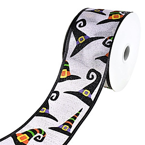 Homeford Glittered Witch Hats Wired Ribbon, 2-1/2-Inch, 10-Yard