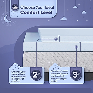 Celestial Sleep Memory Foam Mattress Topper, Cool Gel Infused, CertiPUR-US, 2 inch Medium Soft - King