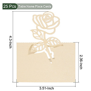 YOKIVE Place Cards for Table Setting, 50Pcs Name Cards Wedding Place Cards Table Place Cards Rose Blank Card for Wedding Reception Dinner Party, Beige