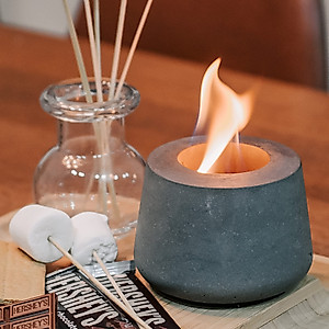 Tabletop Fire Pit - Concrete Fire Bowl, Mini Portable Tabletop Fireplace for Indoor Outdoor, Rubbing Ethanol Alcohol Round