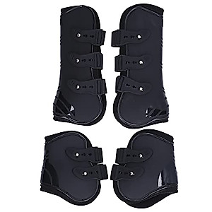 Horse Boots, 4Pcs PU Shell Protective Horse Tendon Boots, Horse Splint Boots for Front Legs and Rear Legs, Protective Horse Leg Wraps, Leg Protection and Support for Riding, Jumping(XL)