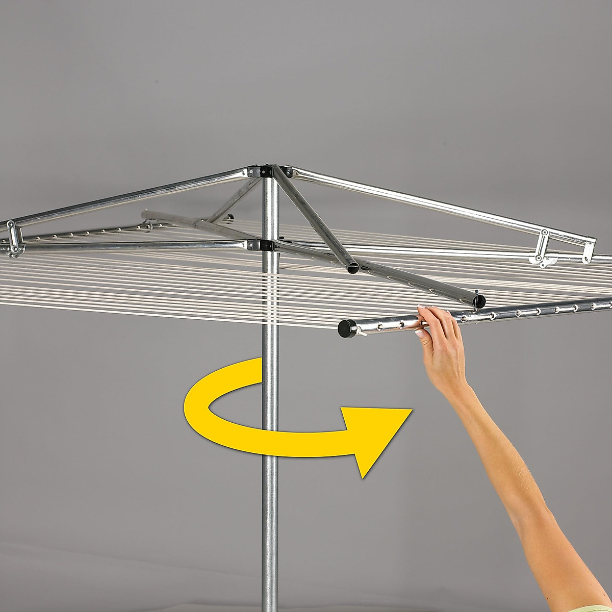 Household Essentials 17130-1 Rotary Outdoor Umbrella Drying Rack | Aluminum | 30-Lines with 210 ft. Clothesline