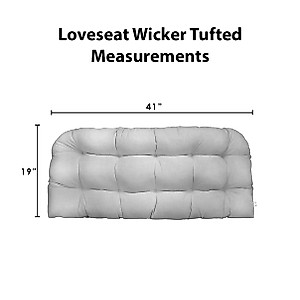 RSH DECOR: Tufted Wicker Loveseat Cushion | 41” x 19" | All-Weather Spun Fabric | Water and Fade-Resistant | Outdoor Settee Cushion for Patio Furniture | Medlo Sonoma