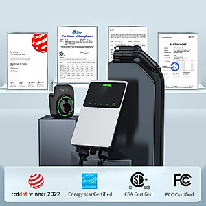 Autel MaxiCharger Home Electric Vehicle (EV) Charger, up to 40 Amp, 240V, Level 2 WiFi and Bluetooth Enabled EVSE, NEMA 14-50 Plug, Indoor/Outdoor, 25-Foot Cable with Separate Holster, Silver