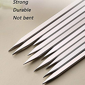 Metal Skewers for grilling 8 PCS, Stainless Steel BBQ Sticks with Wooden Handle 16 inch Kabob Skewer with Campfire Roasting Bag (Wooden)