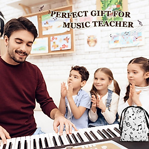 Wesnoy 24 Pcs Music Notes Gift Bags Musical Note Drawstring Treat Bag Music Decorations Musical Party Favor Bags for Musician Gifts Social Media Music Party Supplies (Black on the White,5 x 7)