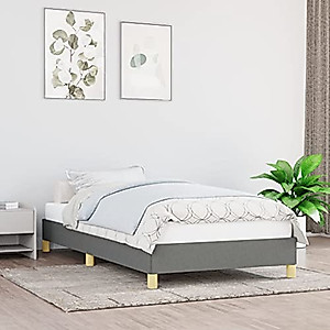 vidaXL Bed Frame Home Indoor Bed Accessory Bedroom Upholstered Single Bed Base Frame Furniture Dark Gray 39.4"x79.9" Twin XL Fabric