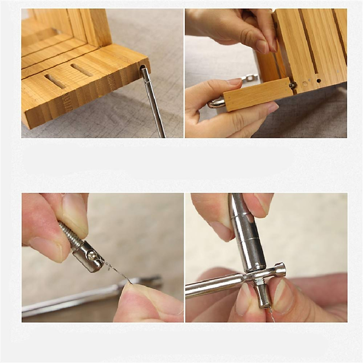 Pure Vie Multi-function Practical Adjustable Bamboo Soap Making Kit + Stainless Steel Beveler Planer Wire Slicer for Making Loaf Soap Cheese DIY Cutting Making -Handmade Craft Soap Making Kitchen Tool