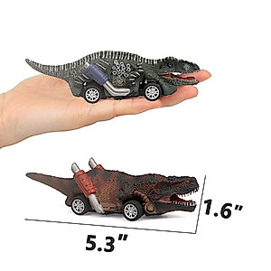 ZHFUYS Dinosaur Toy car,boy Toys Age 3 to 12 Toy Dinosaur 5.3 Inch Toys for 3,4,5,6,7,8,9,10,11,12 Year Old Boys Full-Form Dino car Toy,6 Pack