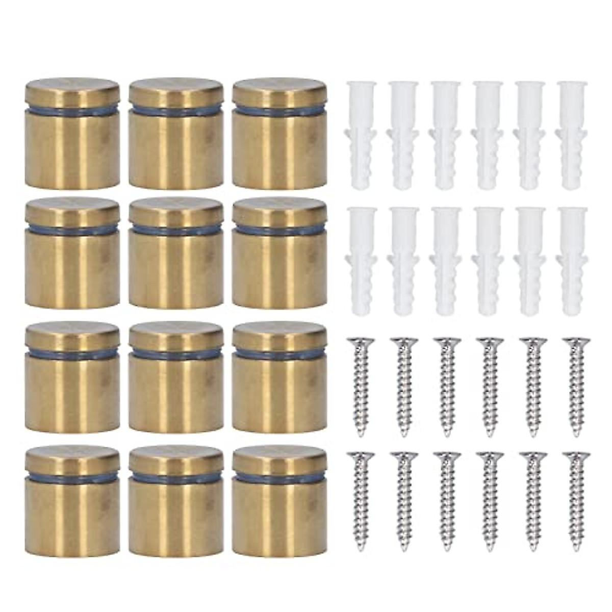 Wall Standoff Mounts, 12 Sets Stable and Reliable Advertising Screws Kit with Expansion Tubes for Photo Frame Hanging for Glass Mounting