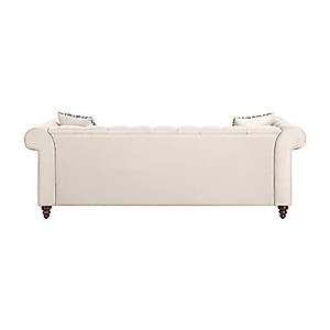 Acme Furniture Linen Upholstered Sectional Sofa with 2 Pillows, Beige