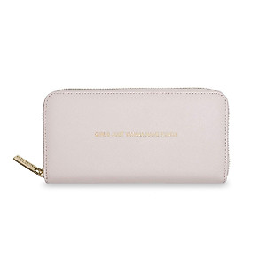 KATIE LOXTON Girls Just Wanna Have Funds on Pale Pink Womens Vegan Leather Full Zip Wallet Purse