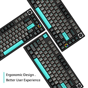 KEYMECHER PBT Custom Keycaps Compatible with Cherry MX, Kailh, Getern Switches and Clones, Cherry Profile, Doubleshot 188-Keycap Set for Mechanical Gaming Keyboard, Cyan Night