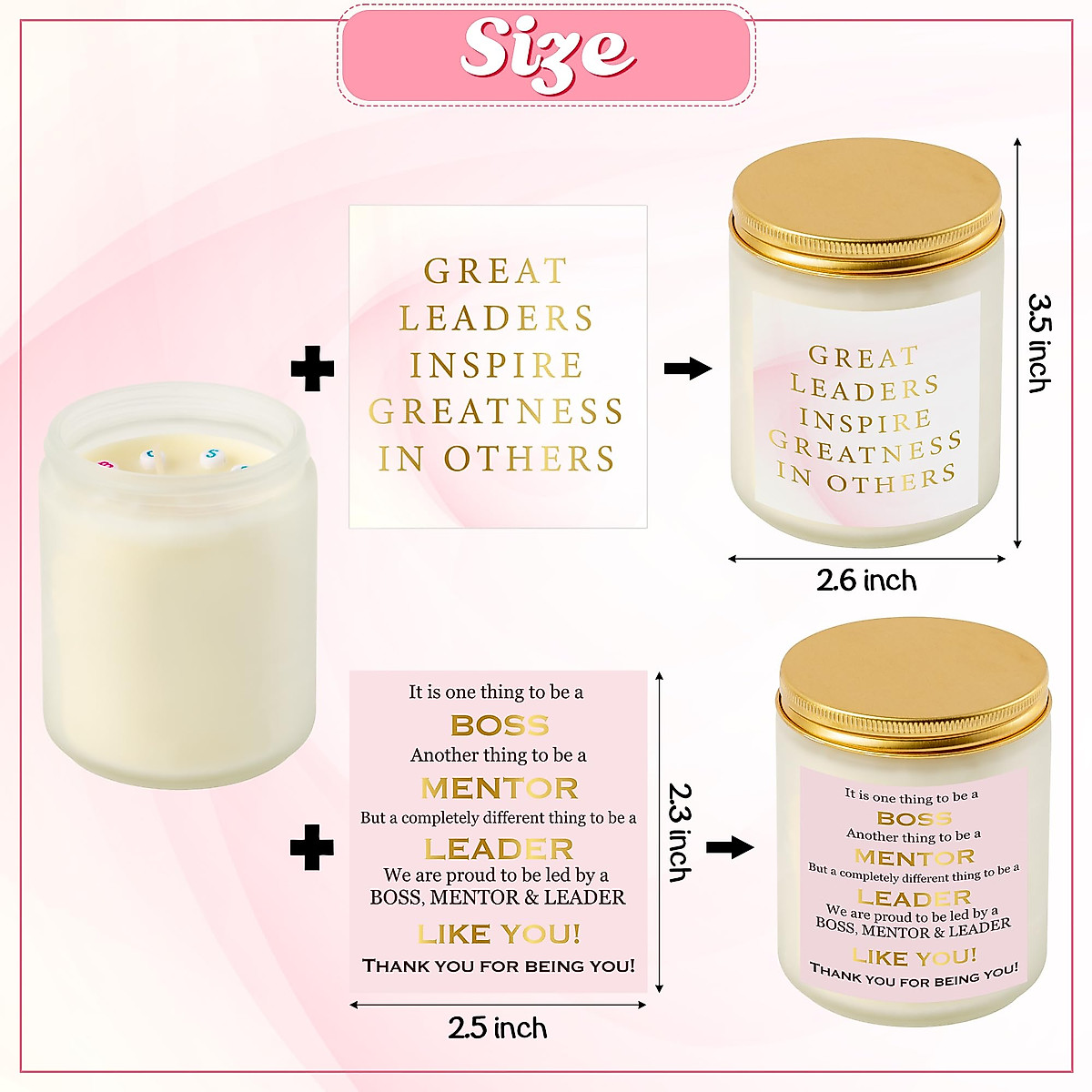 WATINC Jar Candle Gifts for Boss Lady, Vanilla Scented Candle for New Job Female Boss, 50H Burning 8oz Natural Soy Wax Stress Relief Christmas Boss Day Promotion Appreciation Gift for Women Leader