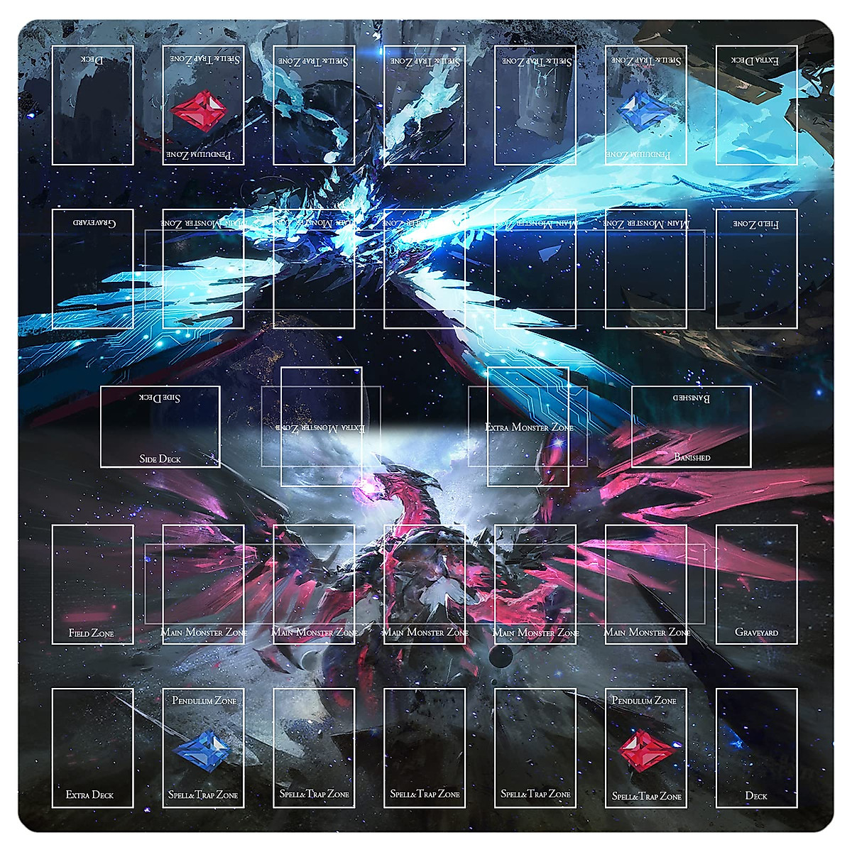 sabermaster Card Rubber Mat - 2 Player, Square playmat for Gamer 60x60cm/23.6x23.6inch
