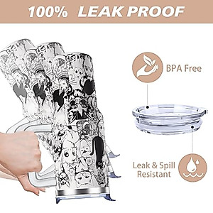 Mindunm 40 oz Cute Cat Tumbler with Handle and Straw Lid cat gifts for cat lovers for Women Double Insulated Cup Travel Coffee Mug