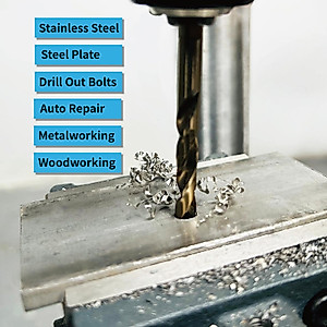 STROTON Cobalt Drill Bit Set (1/16-1/2 Inch, 17PCS), M35 High Speed Steel Twist Drill Bits for Stainless Steel, Hard Metal, Cast Iron, Plastic and Wood