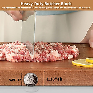 Brosisincorp Real Solid Sapele Wood Cutting Board One Piece No Glue Non Toxic All Whole Single Wood Butcher Block Thick Hard Wood Heavy Duty Edge Grain (X-large, 17.71"L*11.81"W*1.18"Th)