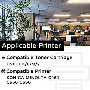 RIOMAN TN611 Toner Cartridge Compatible Replacement for Konica Minolta TN611 to Use with C451 C550 C650 Toner Printer Magenta