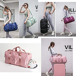 Magik Sports Gym Travel Duffel Bag Wet Pocket Shoes Compartment Swim Yoga Training (Purple)