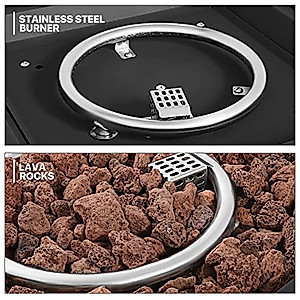 MoNiBloom 28 in Fire Propane Pit Tables 50000 BTU Square Outdoor Firepit Tabletop with Quick Manual Ignition and Lid for Garden Courtyard Patio Balcony, Gray