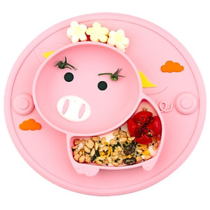 Baby Silicone Plate, Toddler Suction Plates Mini Plate Placemat for Kids and Infants Self Feeding, Microwave & Dishwasher Safe