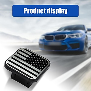Fogfar 1 PC Square Tow Hitch Dust Plug, 3.14" x 3.14" x 1.96" American Flag Pattern Tow Tube Square Cover, Trailer Receive Tube Plug, Fits 2" x 2" Receiver Tube (Black)