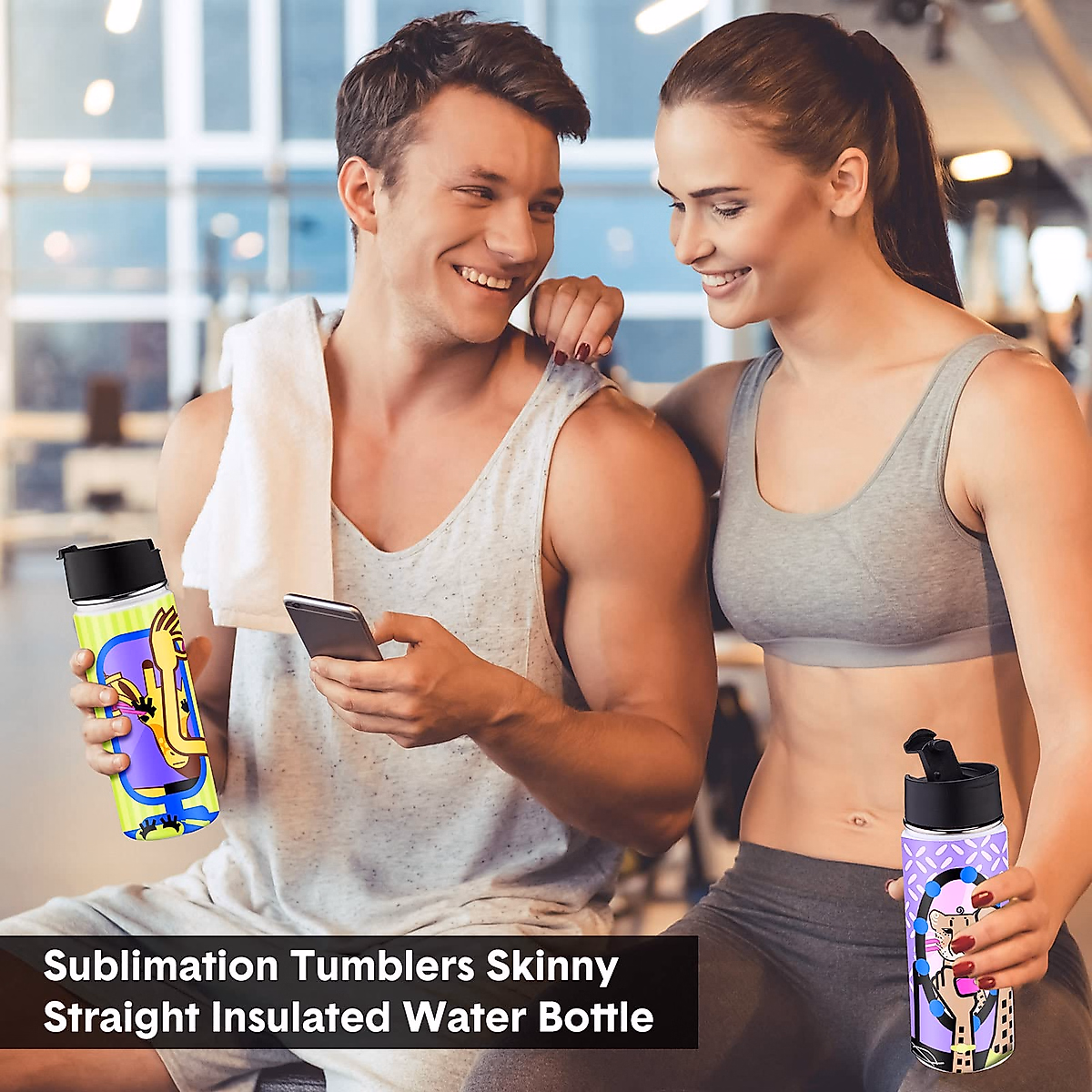 Mimorou 10 Pack Sublimation Blank Water Bottle Bulk 18 oz Stainless Steel Double Wall Sport Bottles Sublimation DIY Bottles for Gym, Hiking, Camping, Sports Outdoor Hot or Cold Drinks