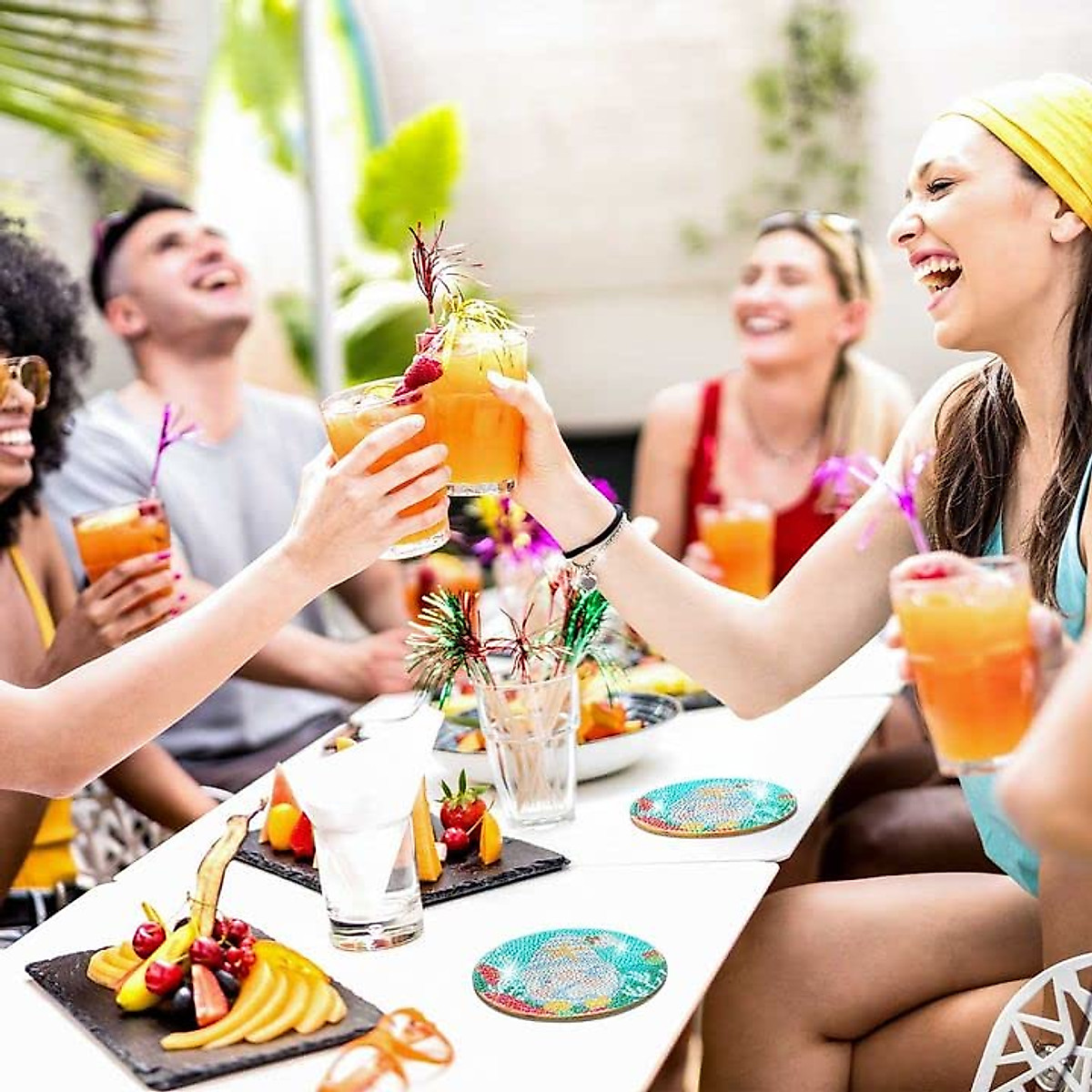 8 PCS Ocean Gnome Diamond Paintings Coasters, Diamond Art Coasters with Holder, Sea Diamond Painting Coasters for Beginners Adults Kids Art Supplies