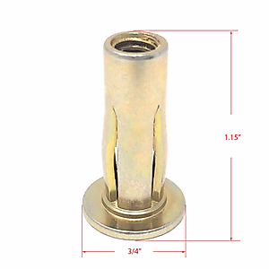 Metal Magery Steel PRE-BULBED Shank Threaded Insert Multi Grip Rivet Nut 5/16-18 X .020-.280 Grip Range Gold Zinc Finish (Pack of 25)