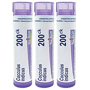Boiron Cocculus Indicus 200ck Homeopathic Medicine for Motion Sickness - Pack of 3 (240 Pellets)